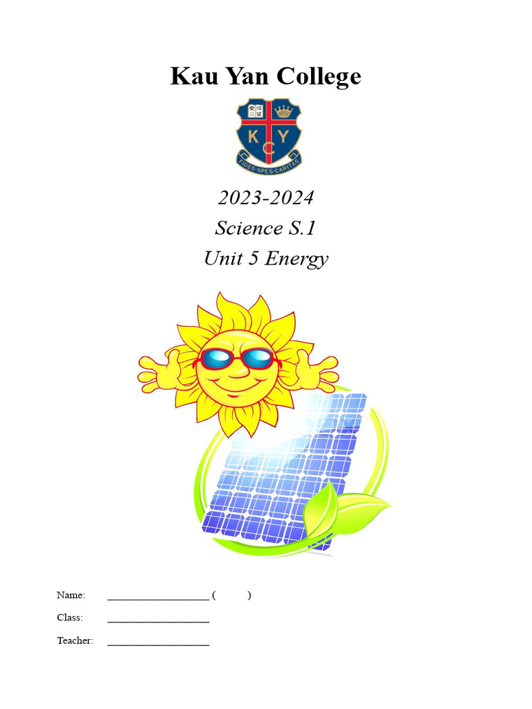 2324 - S1 Unit 5 Booklet - Ans 1 | PDF | Power Station | Steam