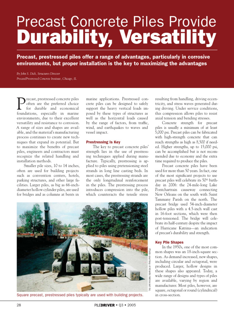 Durability, Versatility: Precast Concrete Piles Provide | PDF | Deep ...