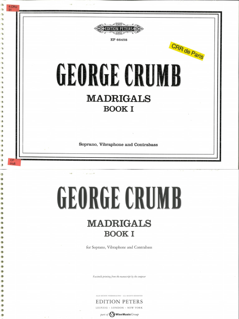 Crumb-Madrigals, Book I | PDF