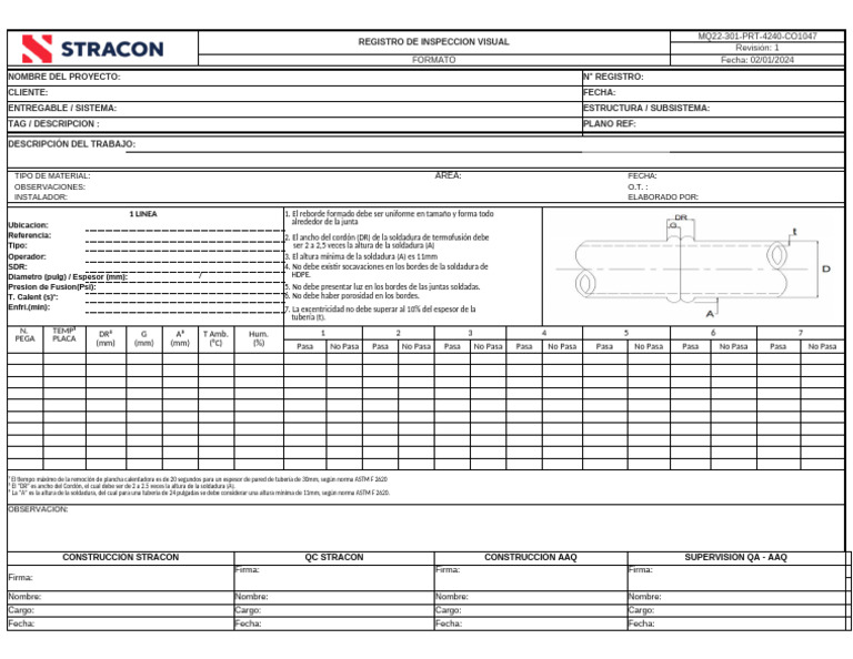 MQ22-301-PRT-4240-CO1047 - R1 - Registro de Inspección Visual | PDF ...