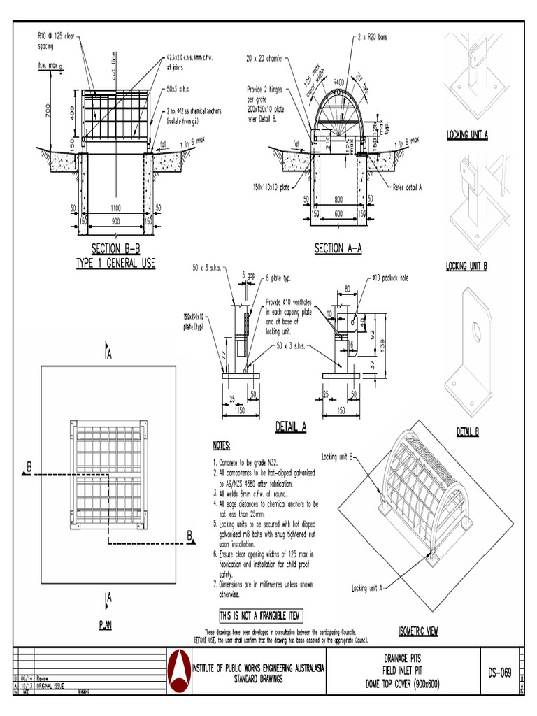 DS 069 Drainage Pits Field Inlet Pit Dome Top Cover 900 x 600 | PDF