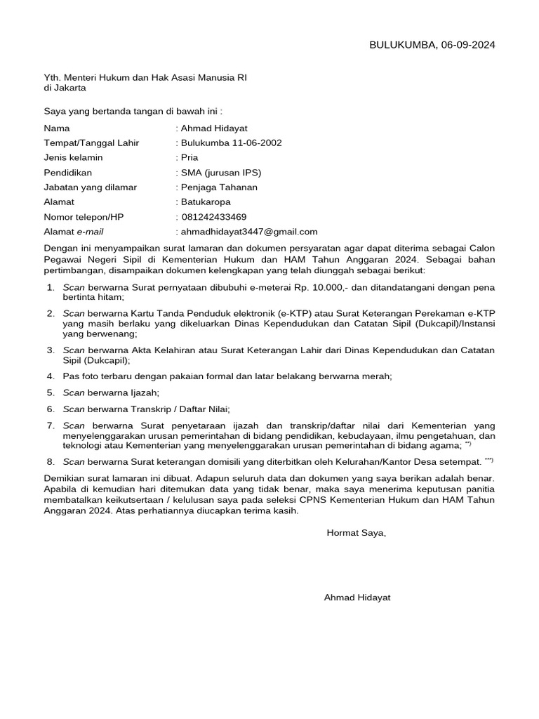 Surat Cpns 2 | PDF