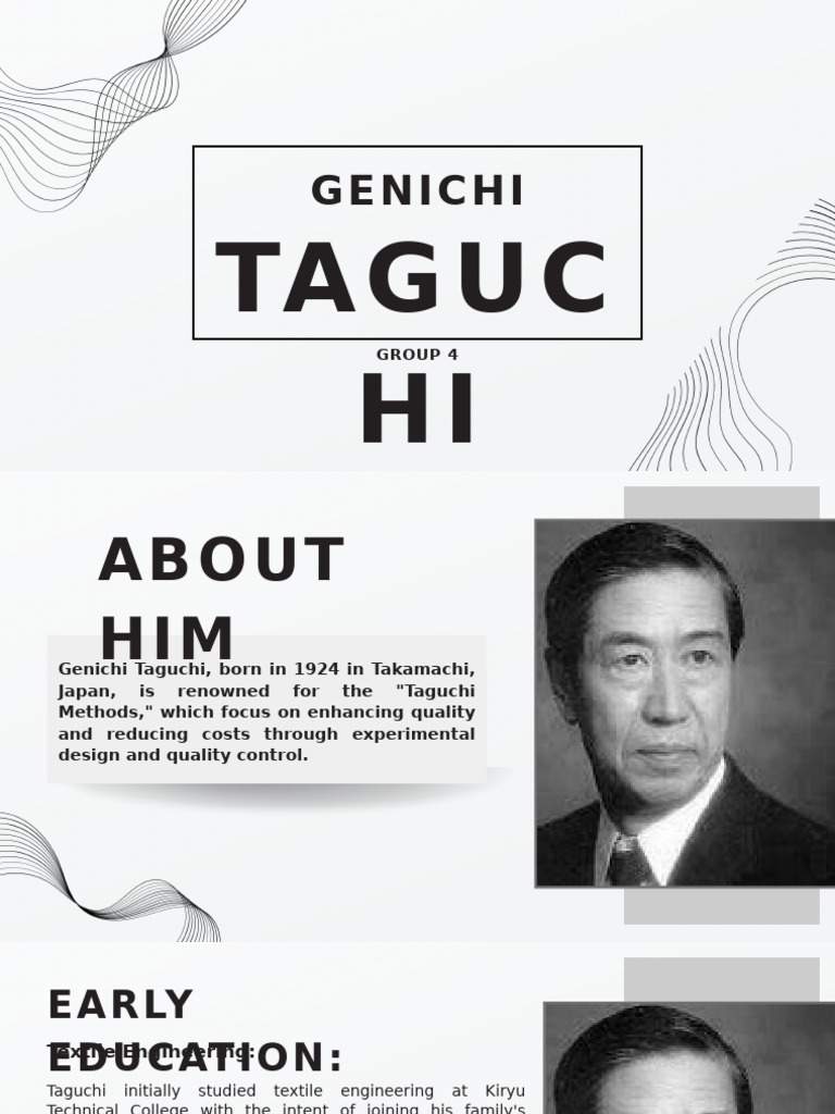 Genichi Taguchi | PDF | Signal To Noise Ratio | Design Of Experiments
