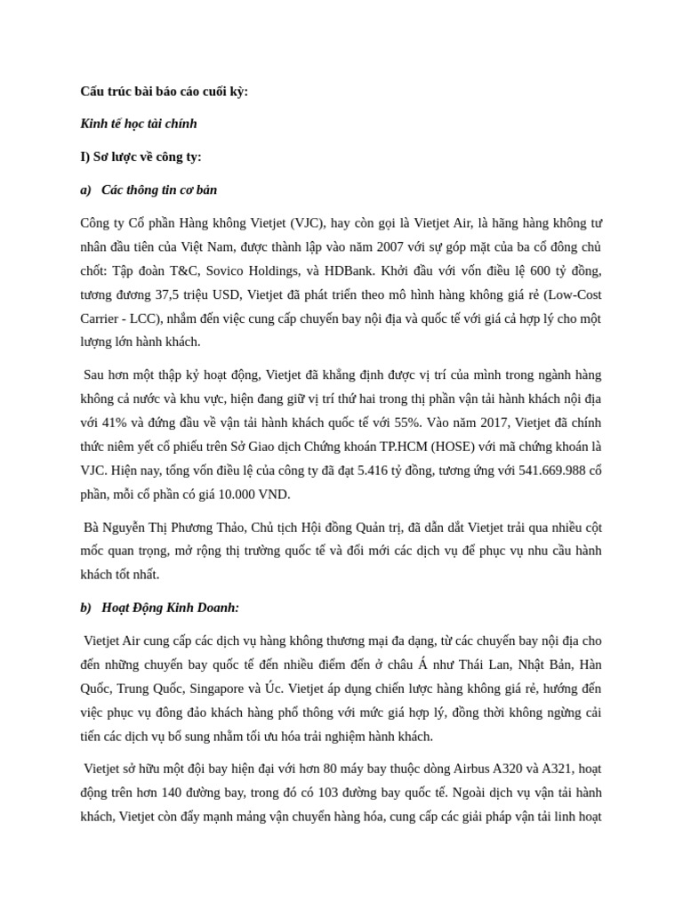 Phân Tích BCTC CTCP Hàng Không Vietjet | PDF