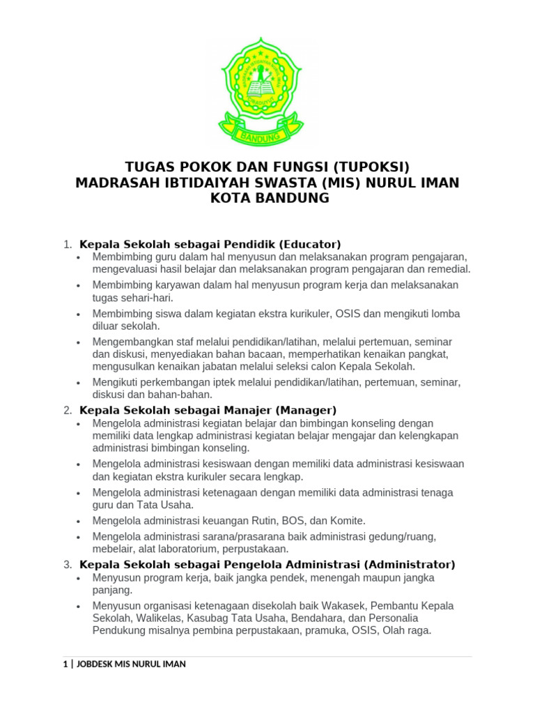 Tugas Pokok Dan Fungsi | PDF | Karier & Perkembangan | Kesehatan Holistik