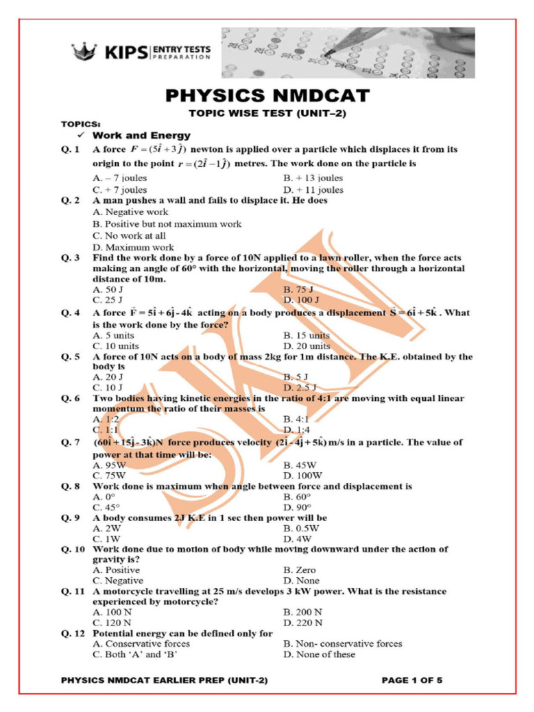 Unit 2 Work, Power and Energy Kips Early Prep 2021 | PDF