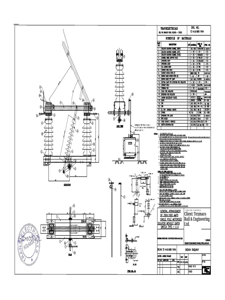 25kv 1600A SP Motorised Isolator Drawing | PDF