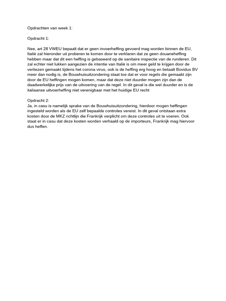 Week 1 Opdrachten Europees Rech Def | PDF