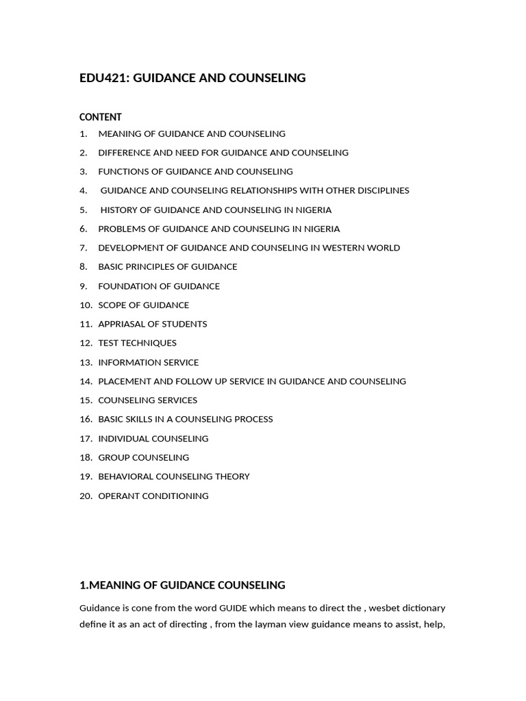 Summary of Edu421 Guidance and Counseling | PDF | Reinforcement ...