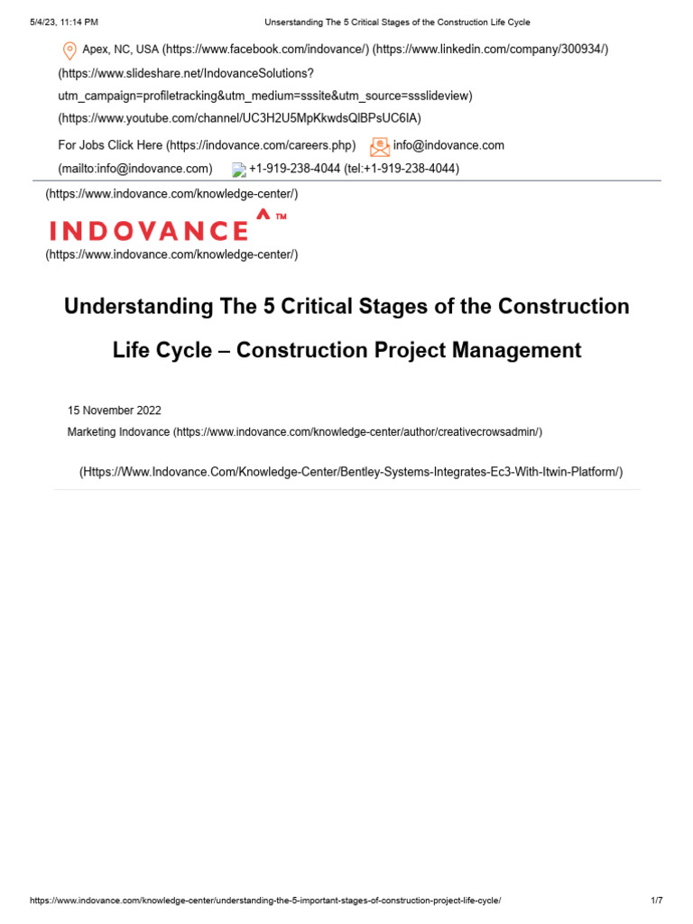 5 Stages of the Construction Life Cycle | PDF | Project Management ...