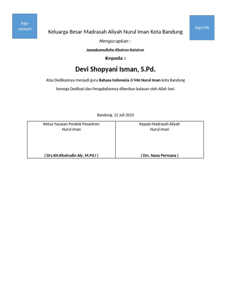 ucapan selamat bu devi | PDF