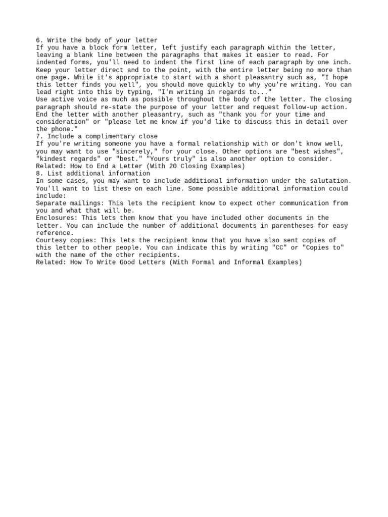 Body Letter | PDF