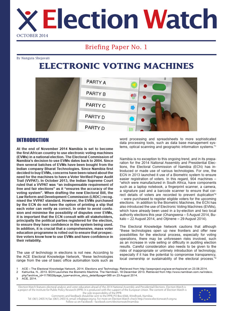 Election Watch EVM Paper | PDF | Electronic Voting | Accountability