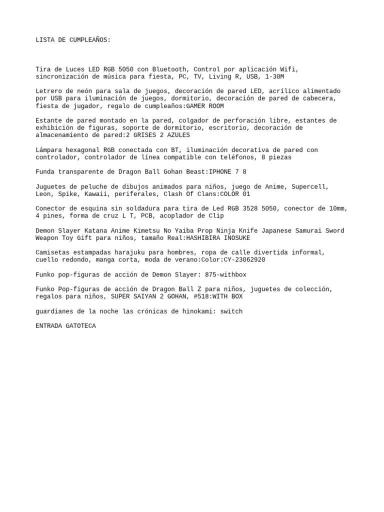 Lista de Cumplea%c3%91os | PDF