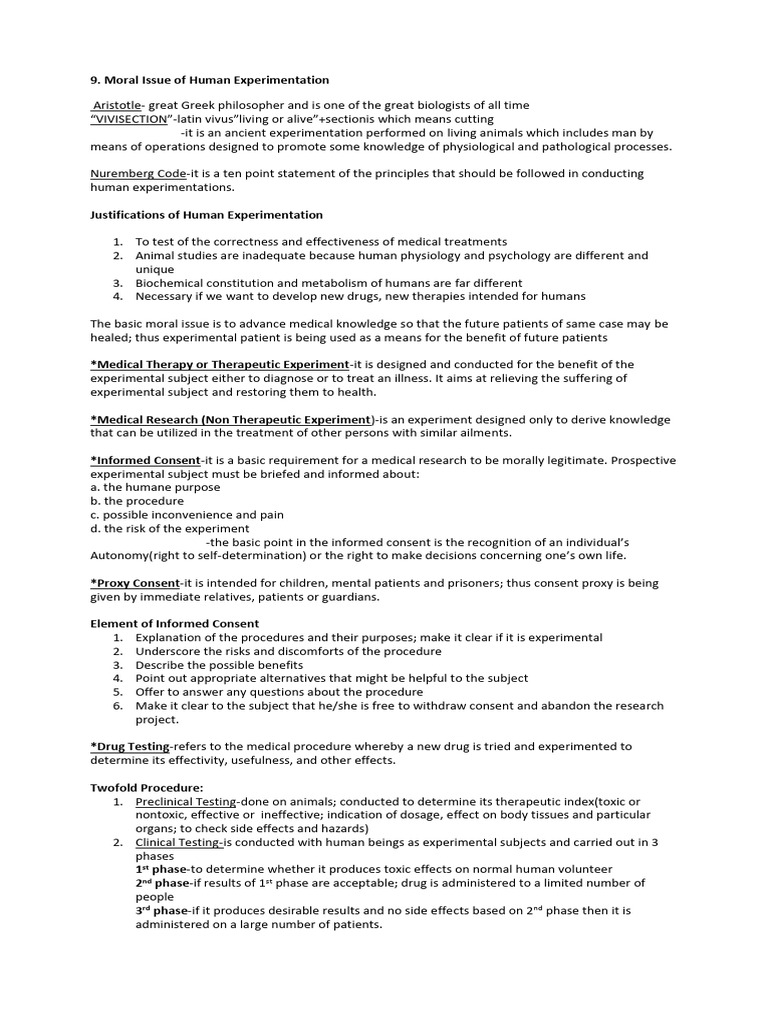 Ethics of Human Experimentation | PDF | Placebo | Informed Consent
