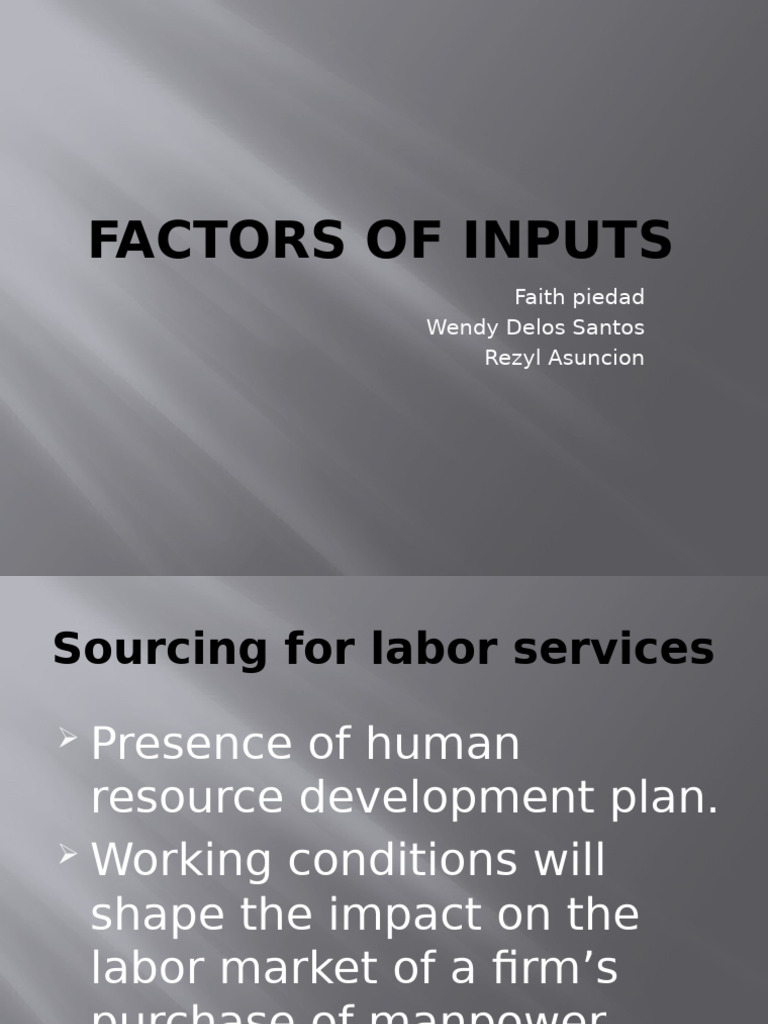Factors of Inputs | PDF | Employment | Investing