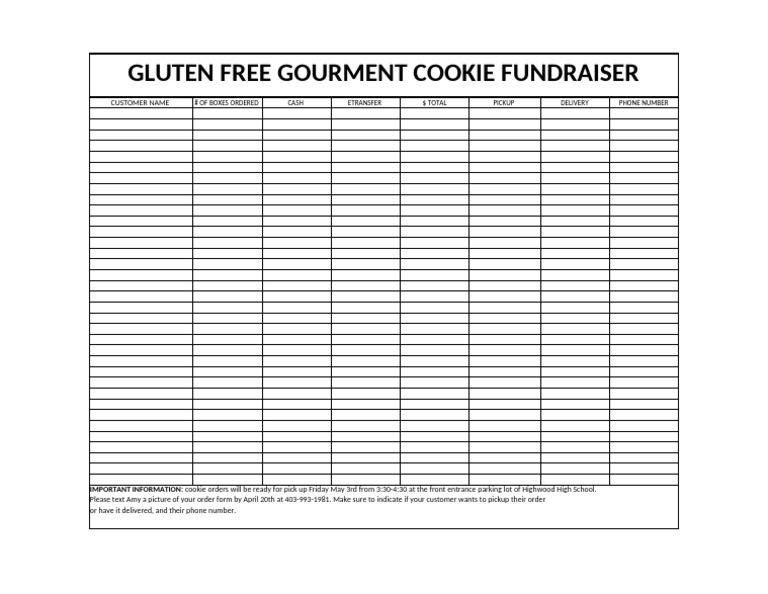 Gourment Cookie Customer Sheet | PDF