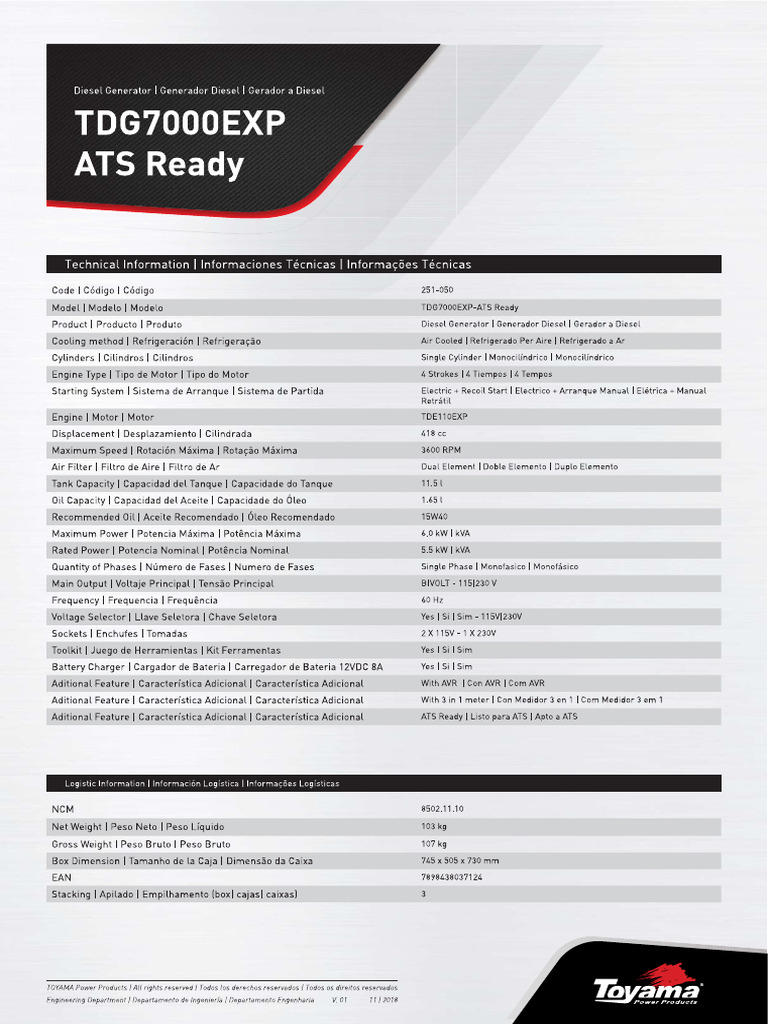 Toyoma Diesel 6000 | PDF