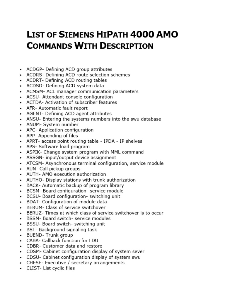 Siemens HiPath 4000 AMO Guide | PDF | Computer File | Databases