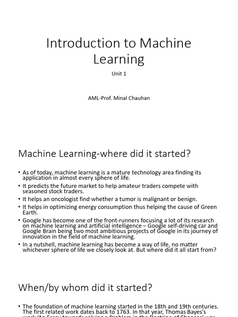 Unit 1 Introduction To Machine Learning | PDF | Conceptual Model ...