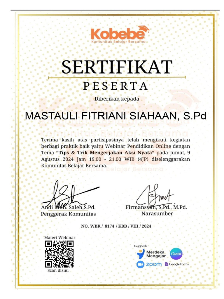 Sertifikat Buk Masta | PDF