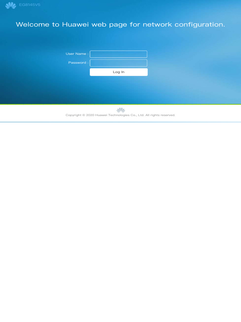 Welcome To Huawei Web Page For Network Configuration.: User Name: Password | PDF