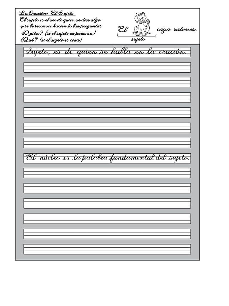 Jueves 24 Fcha Caligrafía Sujeto y Predicado | PDF