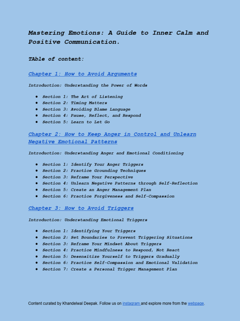 Mastering Emotions - A Guide To Inner Calm and Positive Communication ...