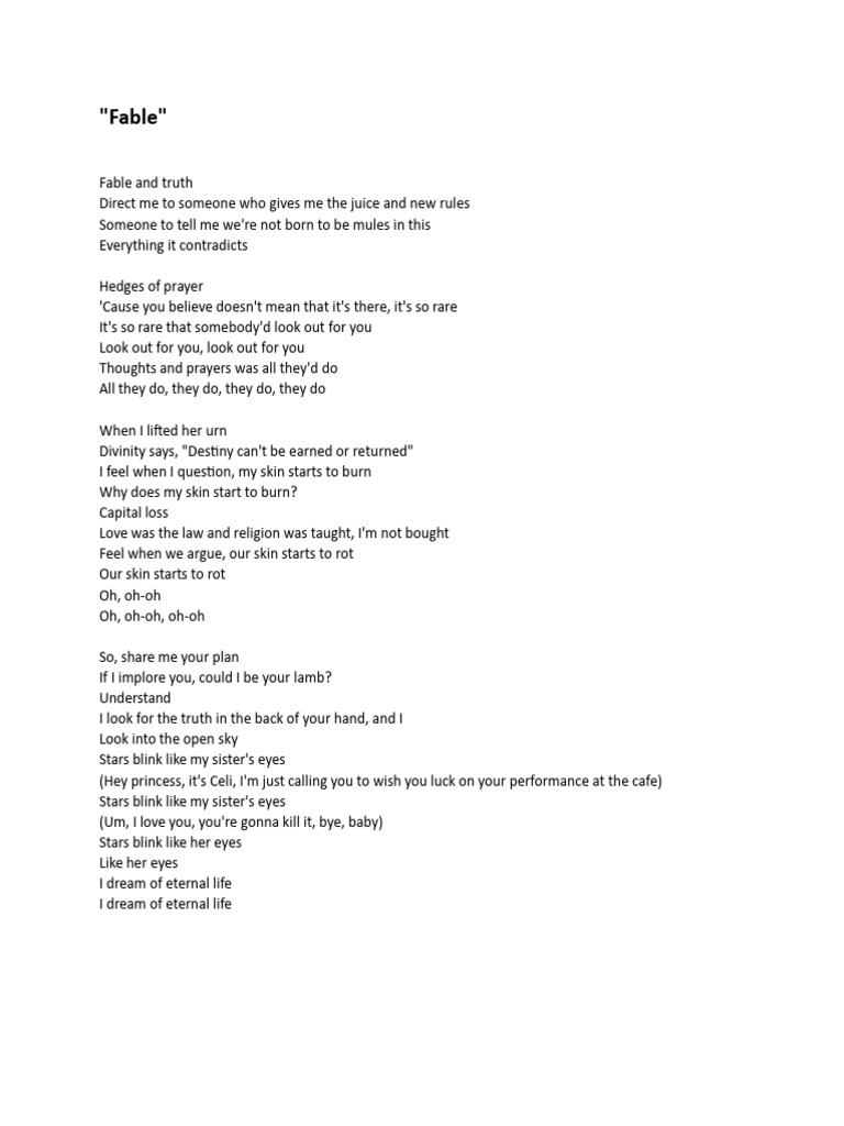 Fable Lyrics | PDF | Religion & Spirituality