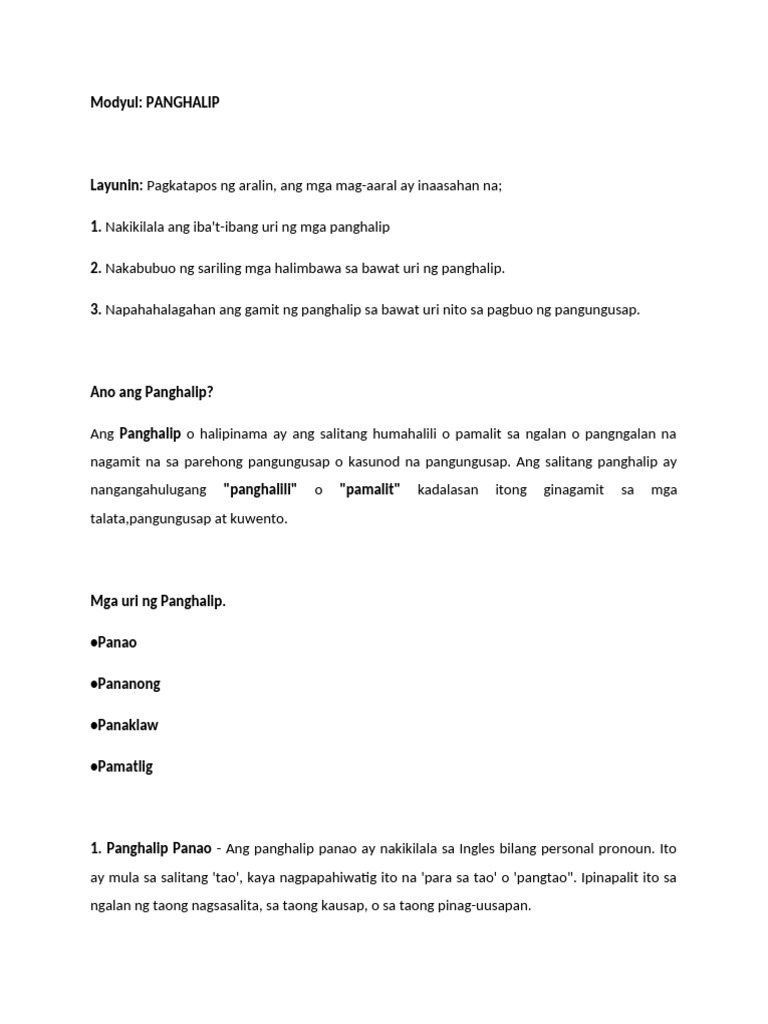Module Panghalip | PDF
