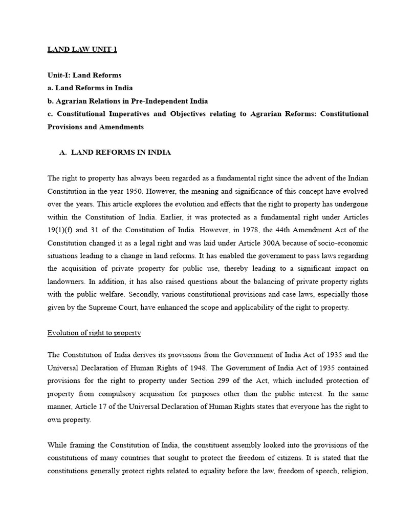 Land Law Unit-1 | PDF | Common Law | Government