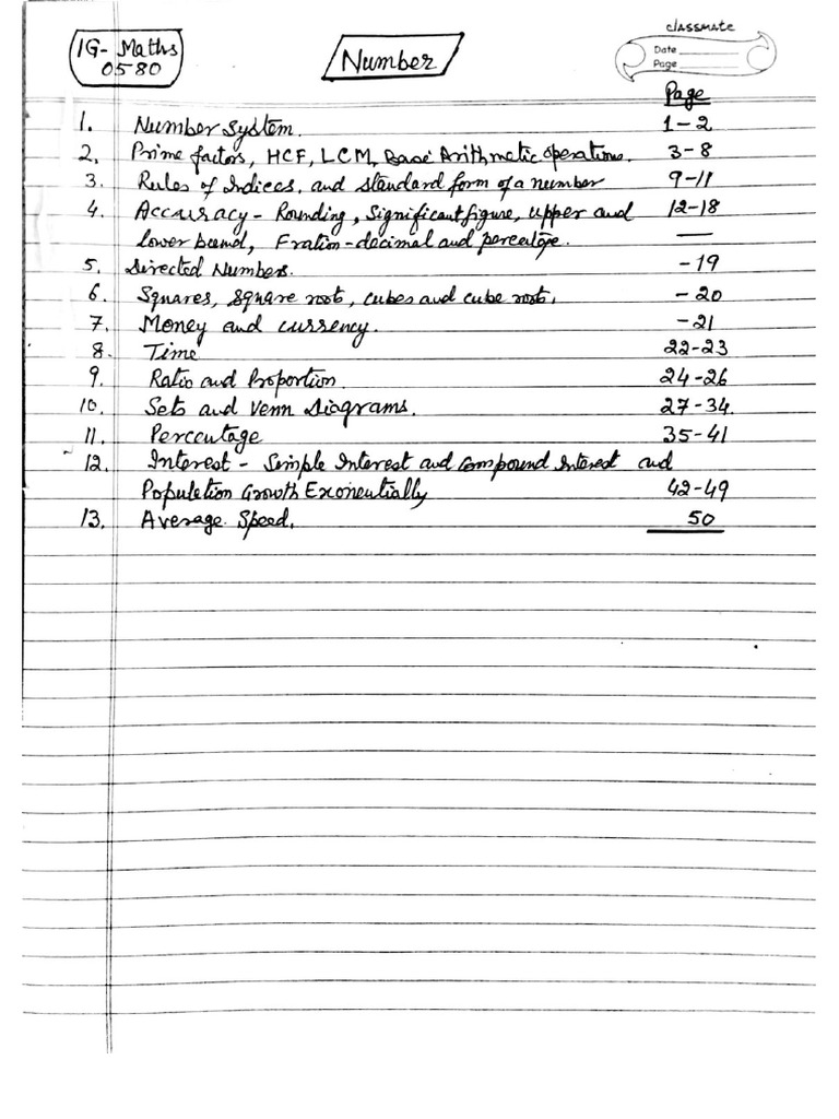 Ig 0580 Number Notes | PDF