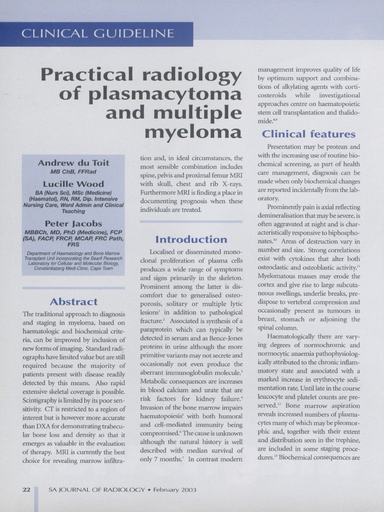 Practical Radiology of Plasmacytoma and Multiple M | PDF | Multiple Myeloma | Magnetic Resonance ...