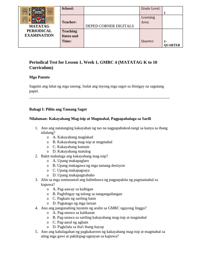 Pt-Week 1-GMRC - Deped Corner Digitals | PDF