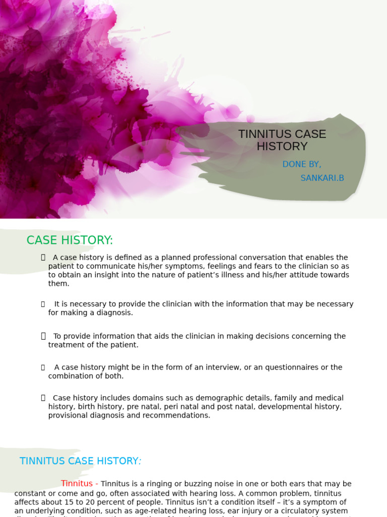 Tinnitus Case History | PDF | Tinnitus | Ear