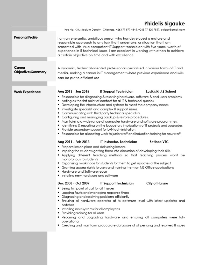 Phidelis CV | PDF | Computer Hardware | Computing