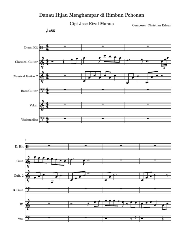 Full Score Lagu Wajib | PDF | Musical Instruments | Music Technology