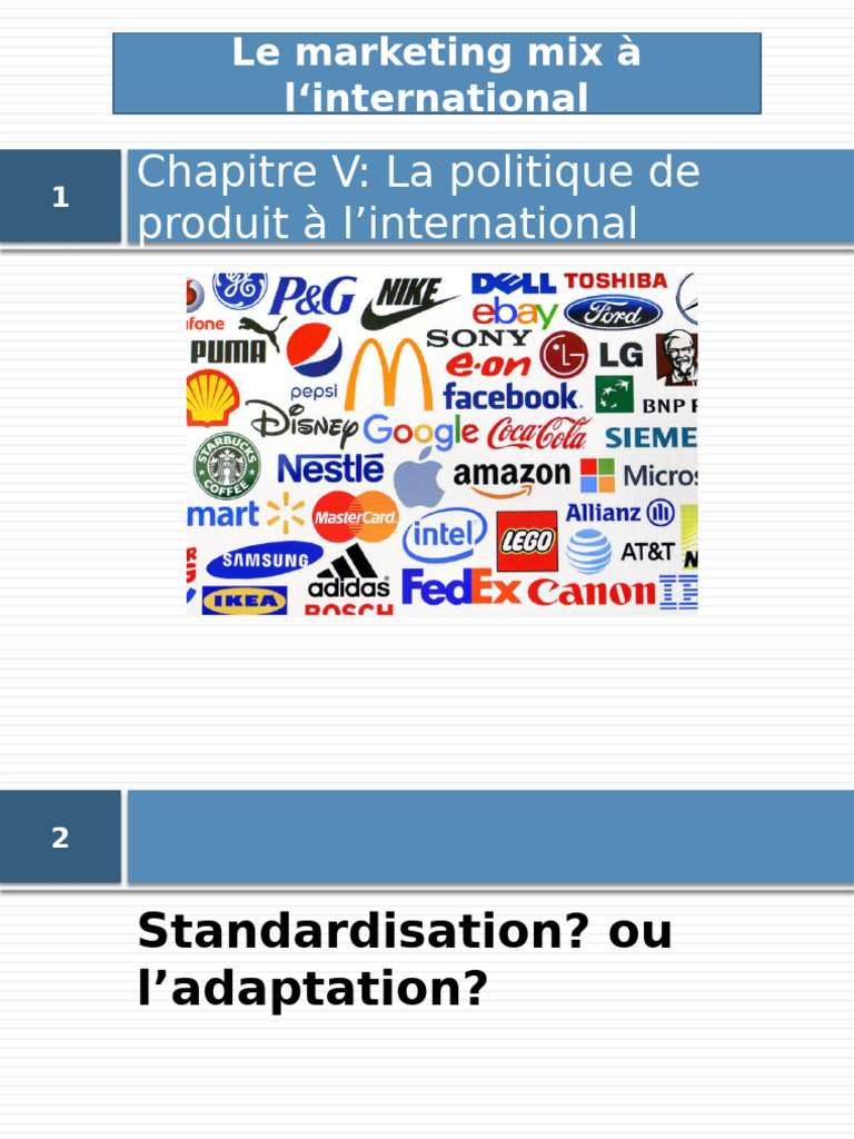 Politique Produit International: Standardisation vs Adaptation | PDF ...