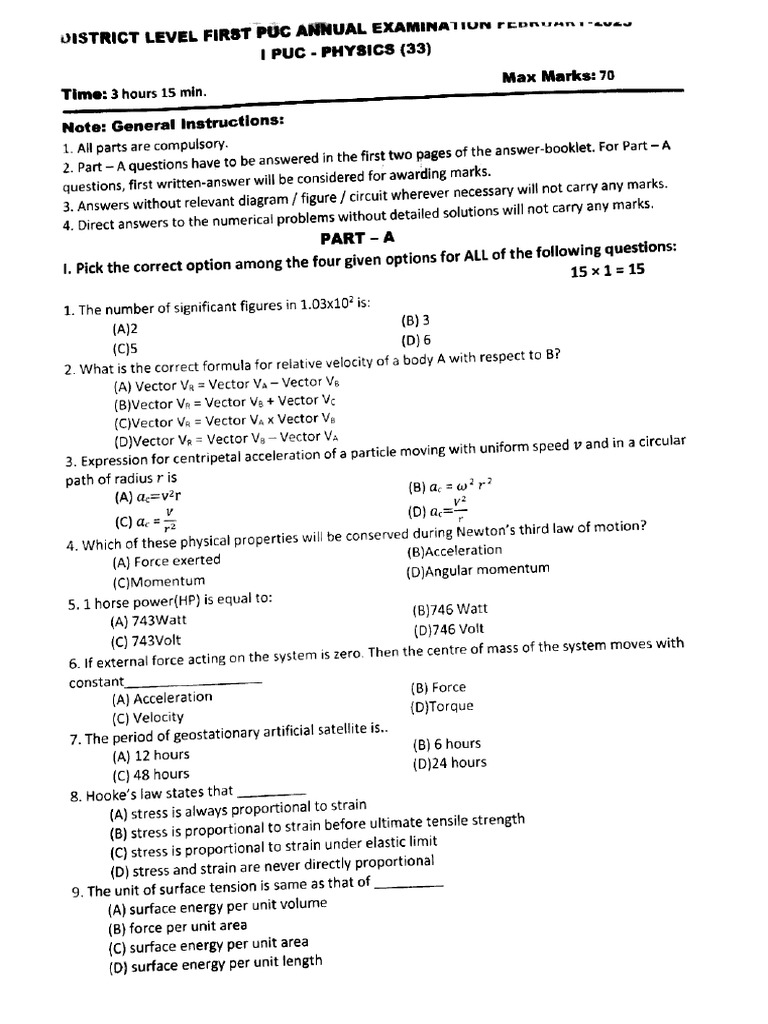 1st Puc Physics 2023 | PDF