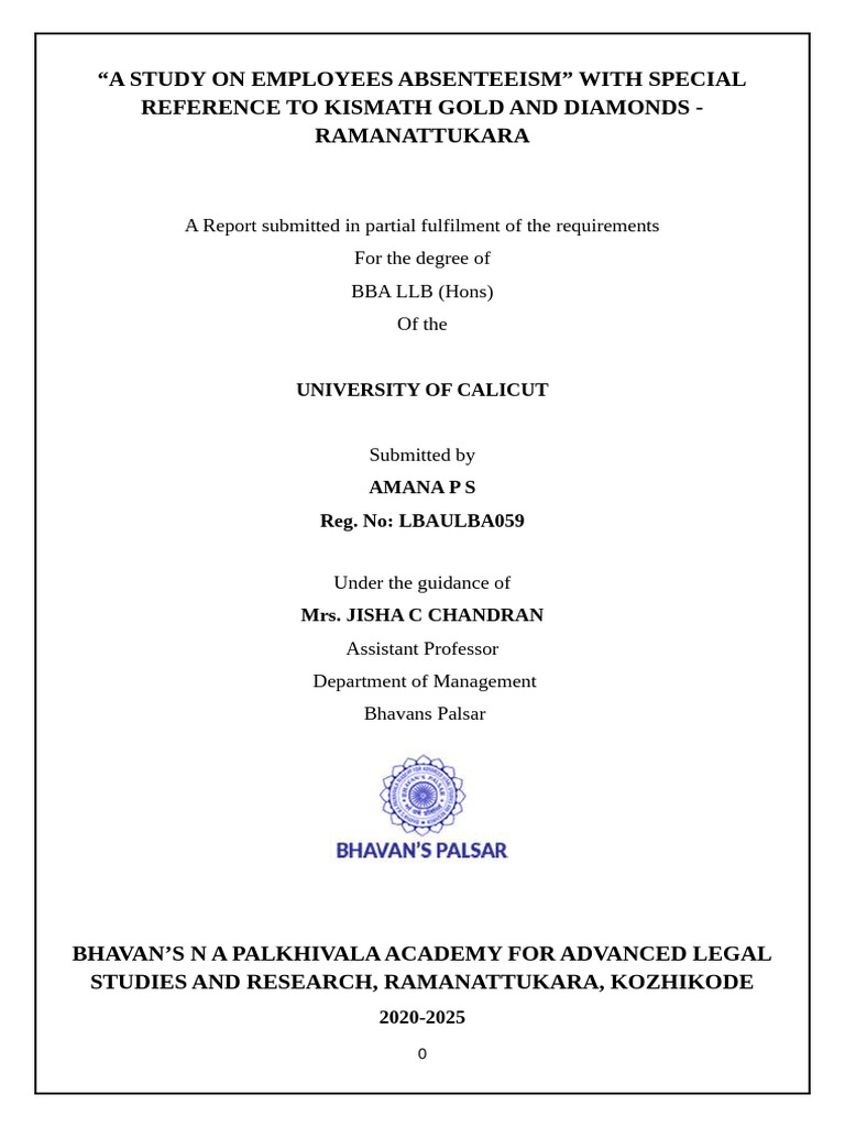 Employee Absenteeism at Kismath Diamonds | PDF | Gold | Fineness