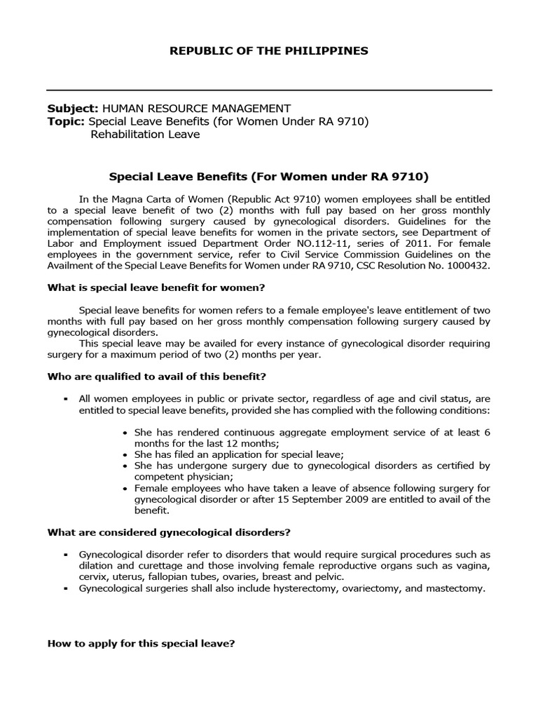 Rehabilitation Leave for Government Employees | PDF | Employment ...