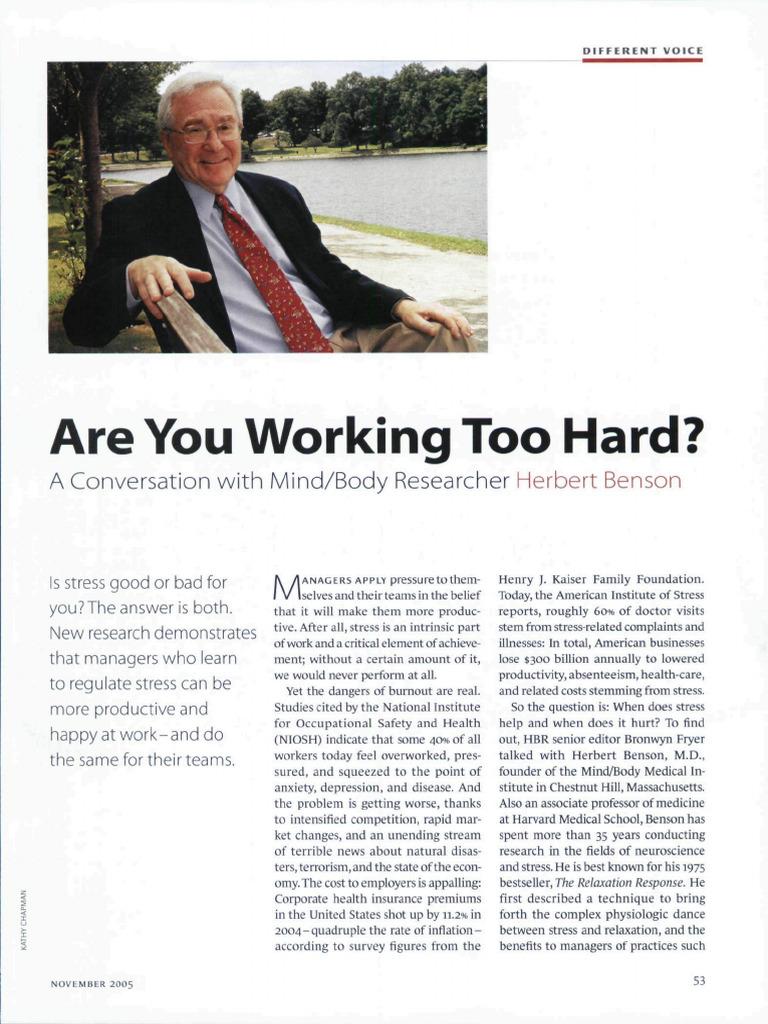 Are You Working Too Hard | PDF | Stress (Biology) | Relaxation (Psychology)