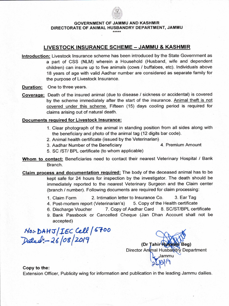 Livestock Insurance Scheme | PDF | Insurance | Livestock