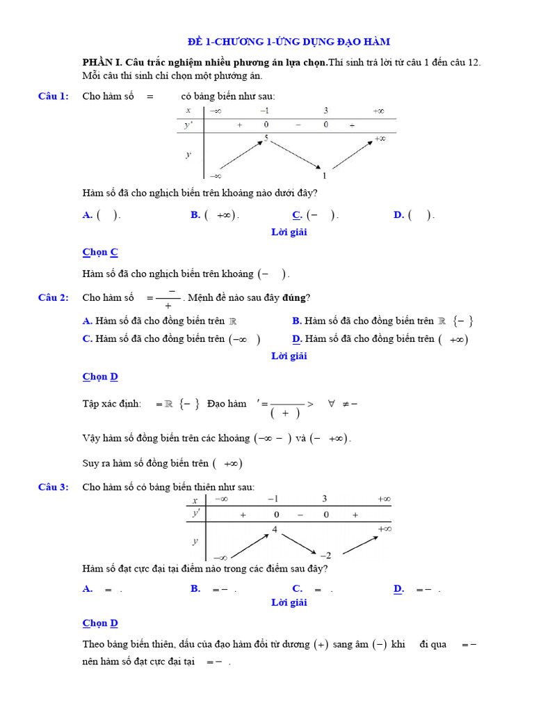 ĐỀ 1-Chuong 1-Ung Dung Dao Ham-GK1 | PDF