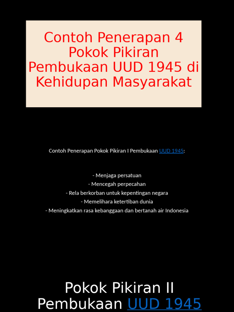 Contoh Penerapan 4 Pokok Pikiran Pembukaan UUD 1945 | PDF