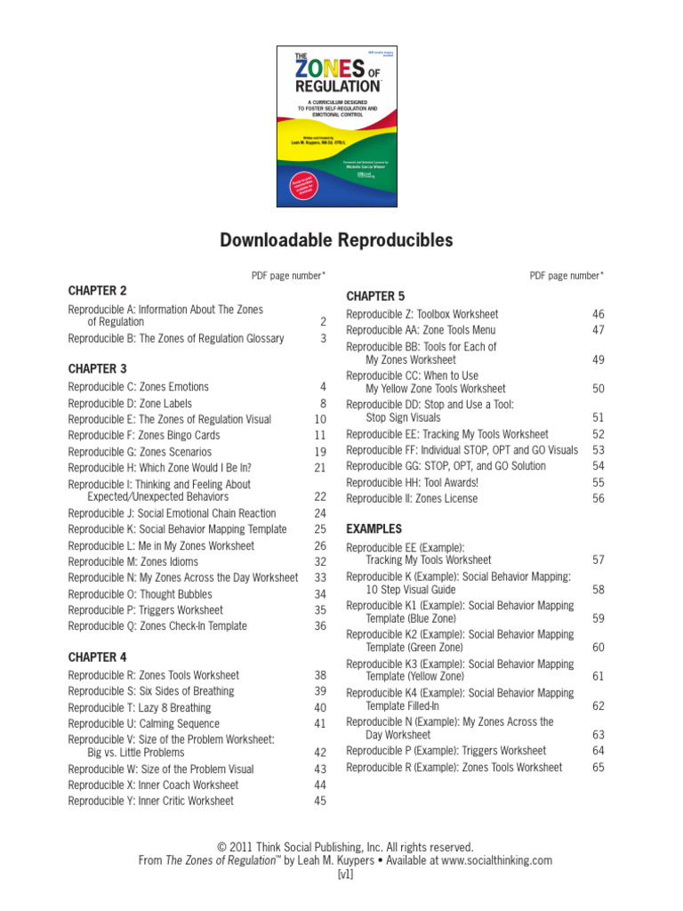Zones of Regulation Resources PDF | PDF | Emotional Self Regulation ...