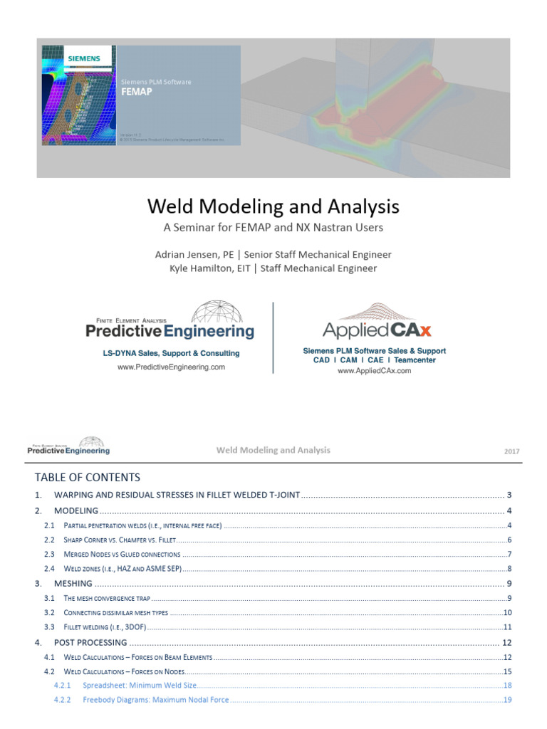 Femap and NX Nastran Technical Seminar Weld Modeling and Analysis Rev 0 | PDF | Beam (Structure ...