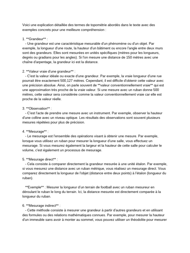 Termes clés en topométrie expliqués | PDF | Précision | Moyenne