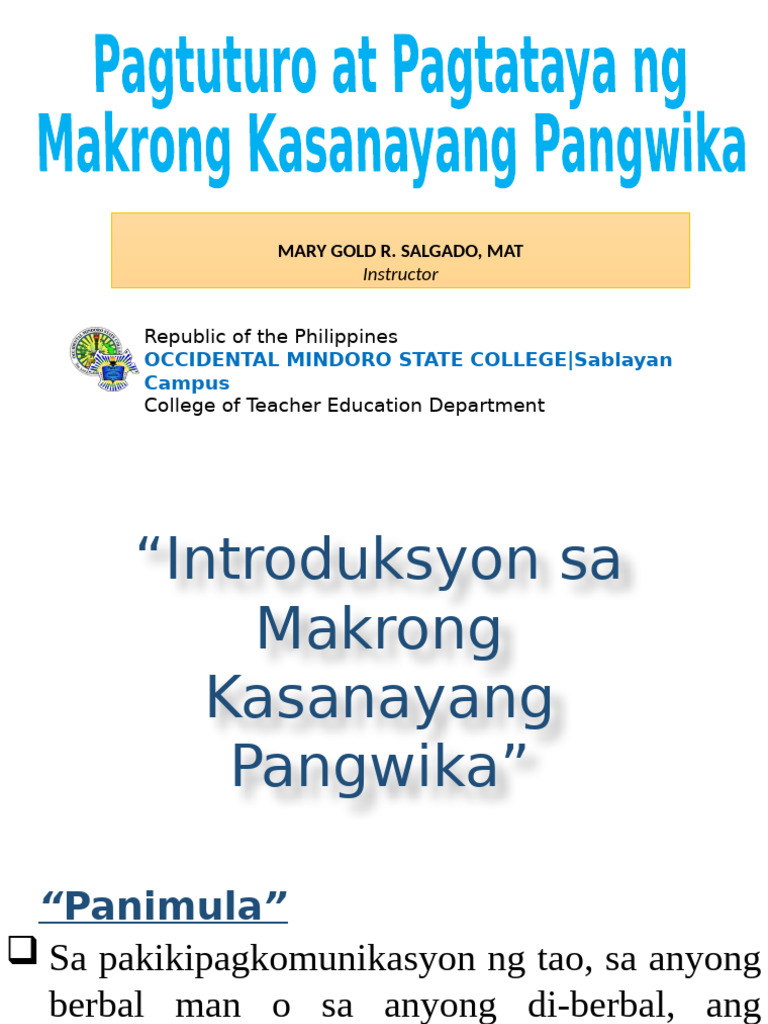 Makrong Kasanayan | PDF