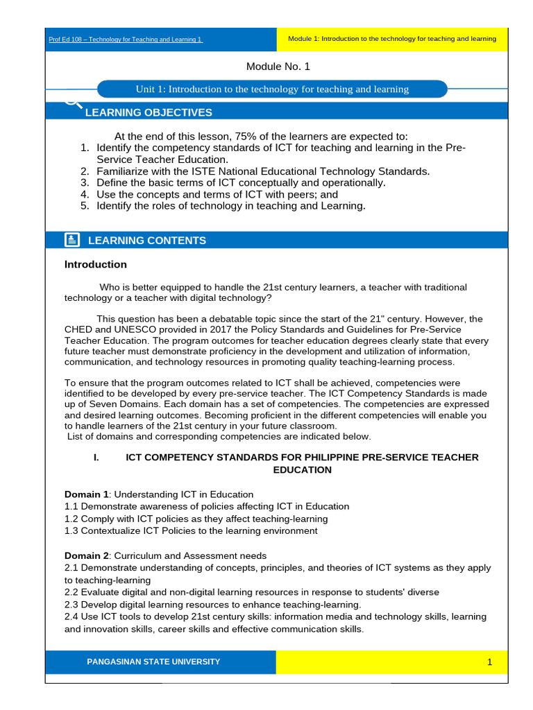 Unit 1 TTL | PDF | Educational Technology | Learning